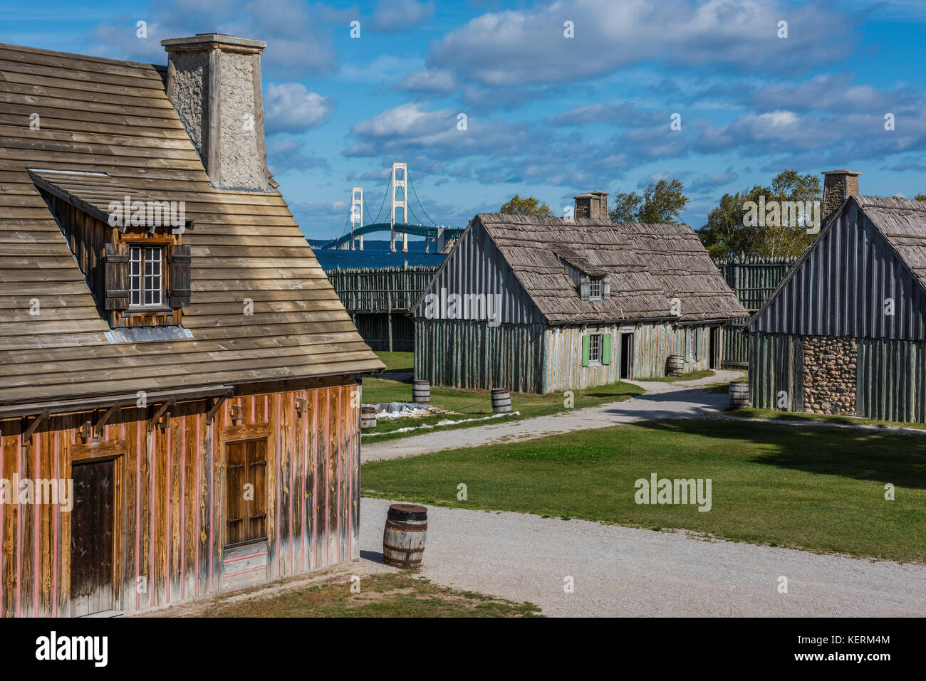 Fort Michilimackinac, Mackinac Bridge, Michigan; Michilimackinac State ...