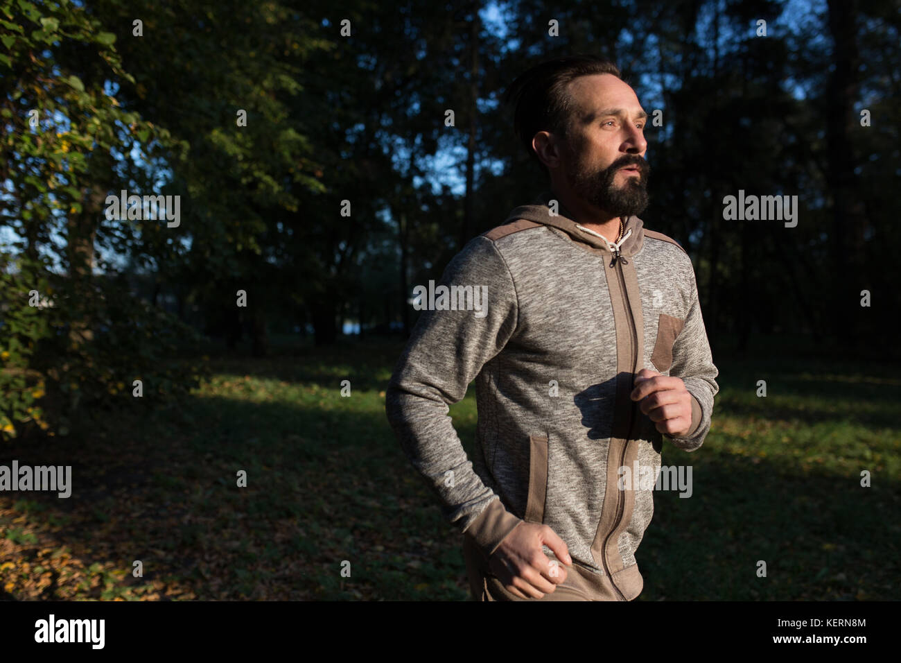 View of adult man during morning running Stock Photo - Alamy