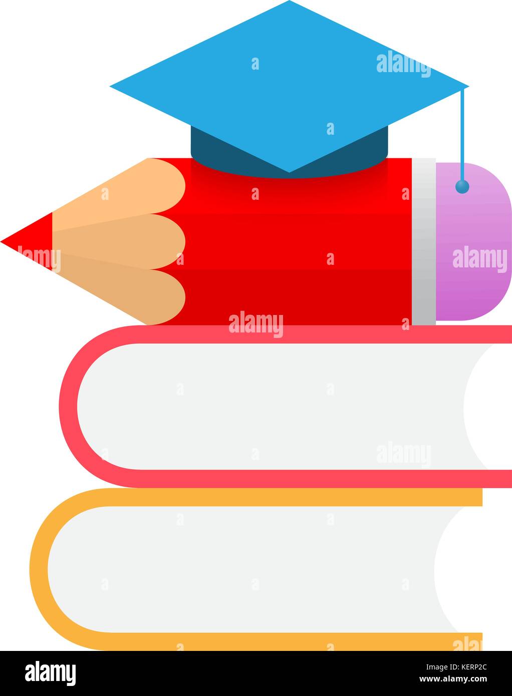 Graduation cap book and pencil on white background. The concept of ...