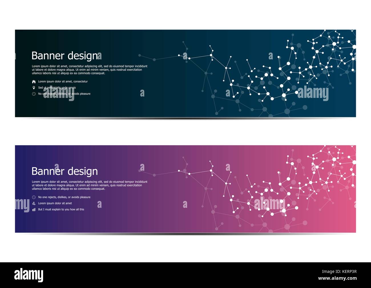 Technological and scientific banners with structure of molecular ...