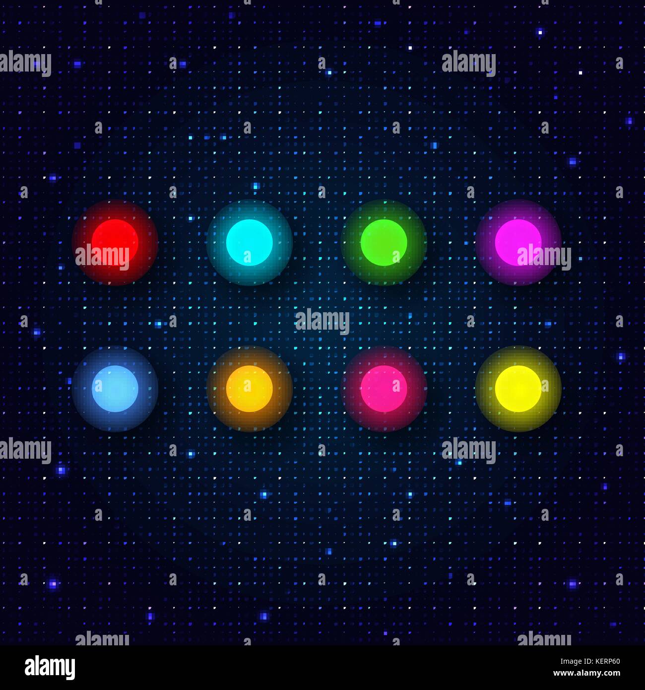 Set of colored neon lamps on an abstract glowing background. Vector ...
