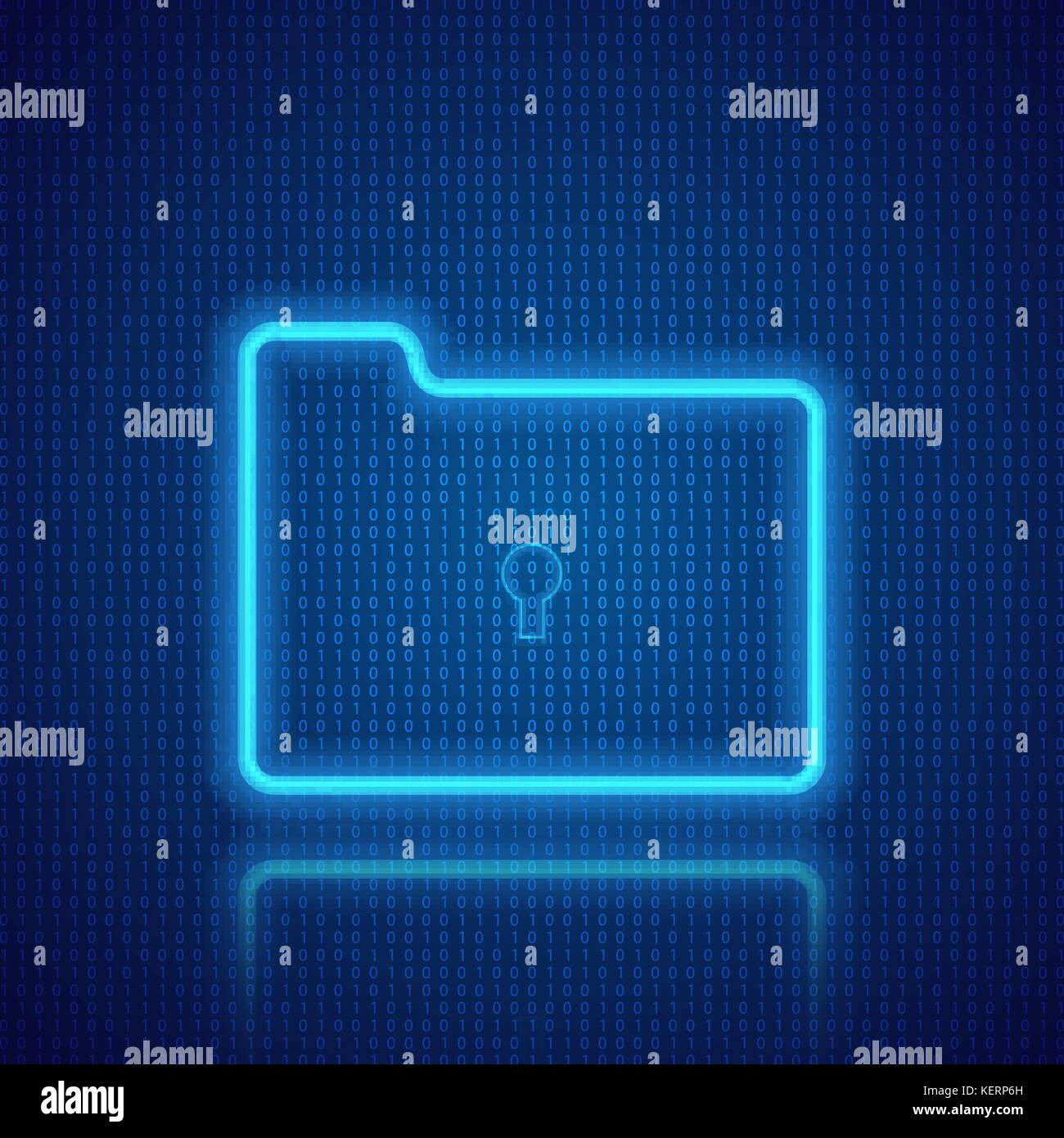 Folder on the background of digital data. Vector illustration Stock ...