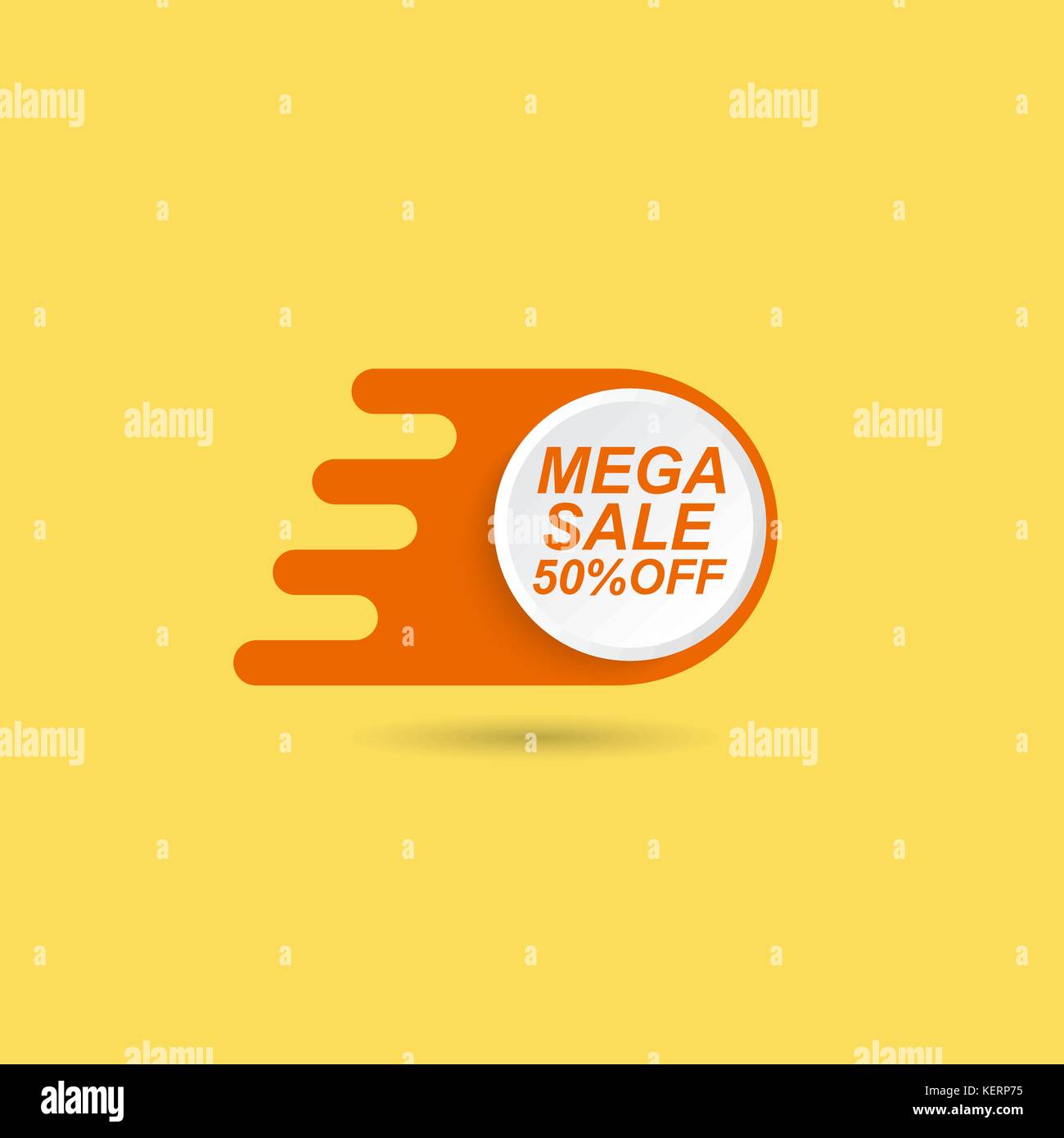 Mega sale price tag on a yellow background. Vector illustration Stock ...