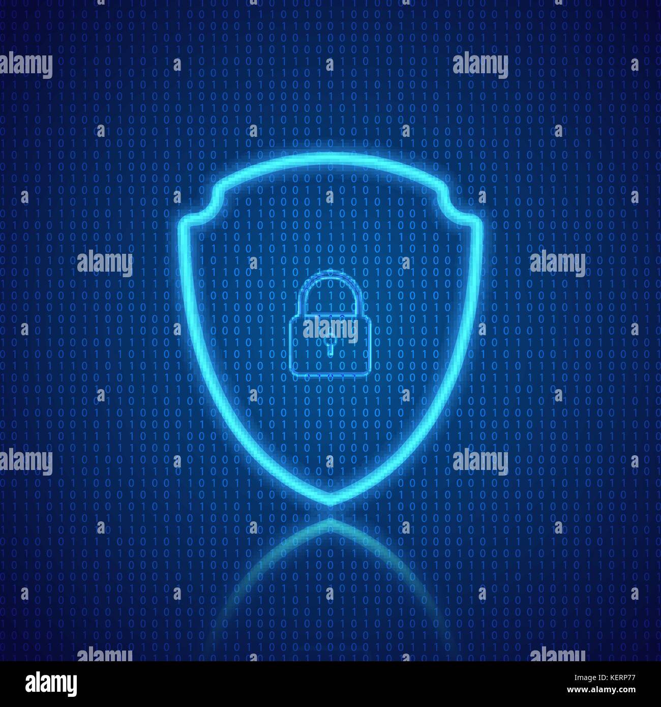 Shield and lock for the protection of digital data. Vector illustration ...