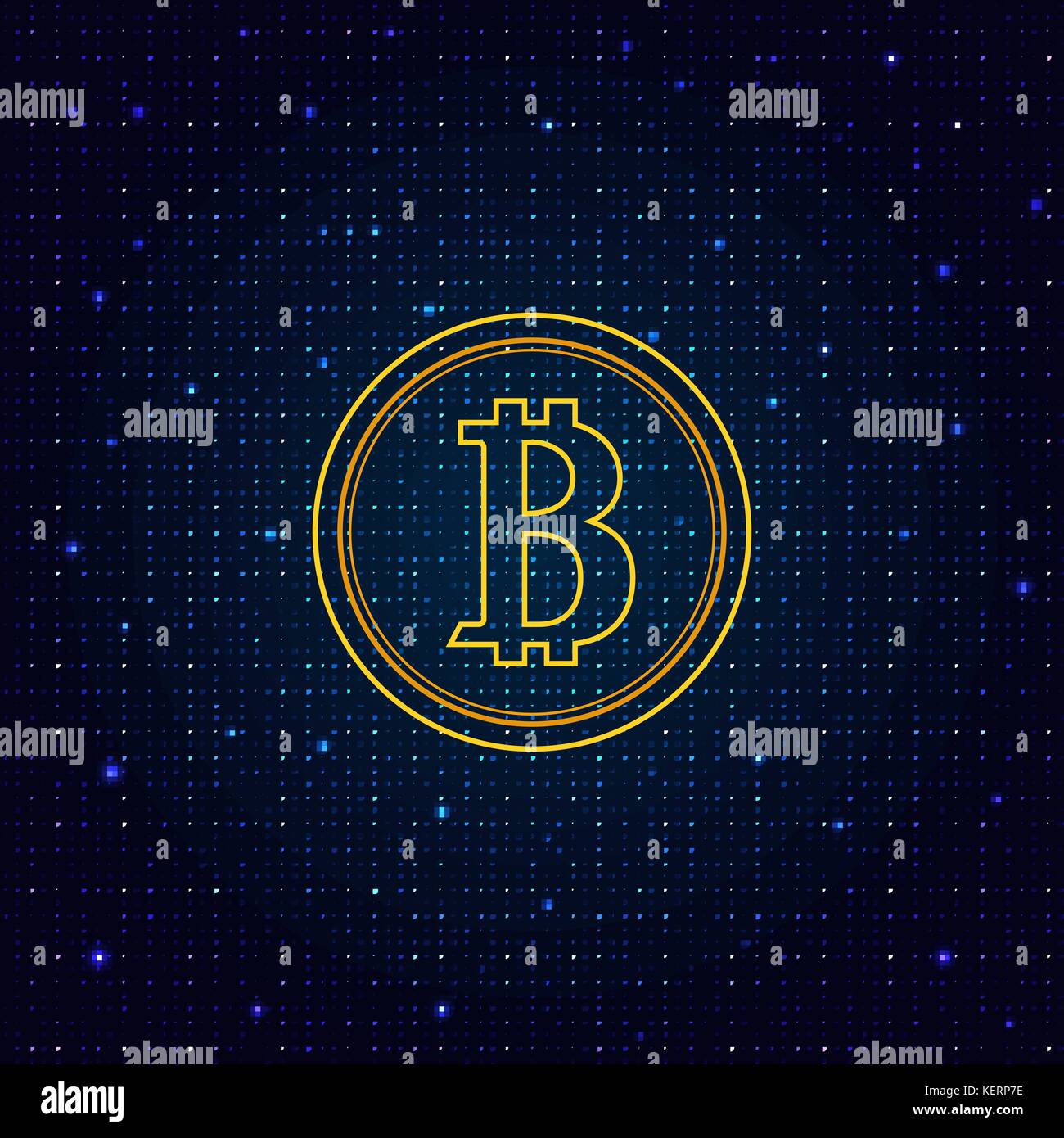 Coin bitcoin on a digital abstract background. Vector illustration ...