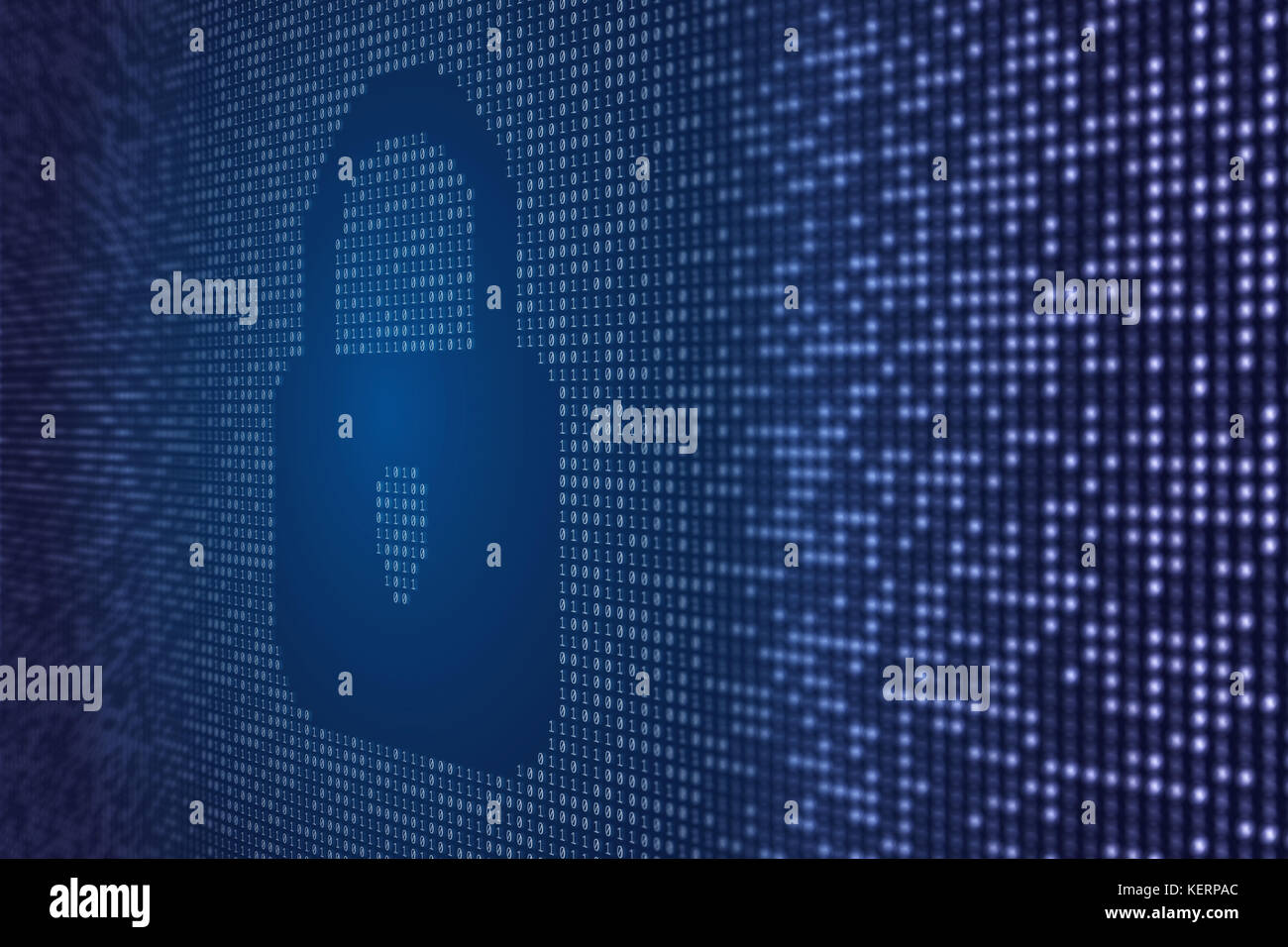 Binary data code background with locked padlock icon. Online security ...