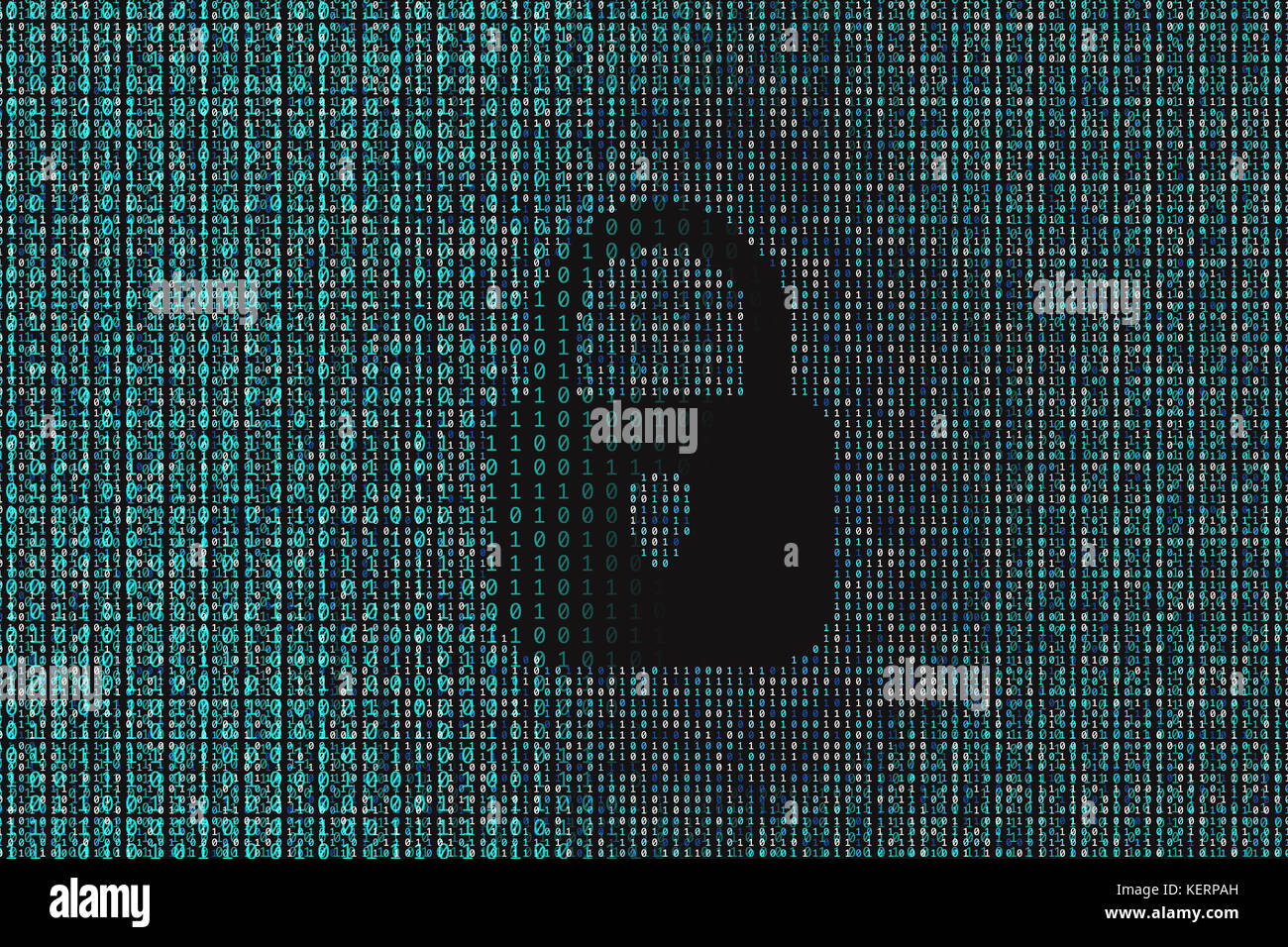 Binary data code background with locked padlock icon. Online security ...