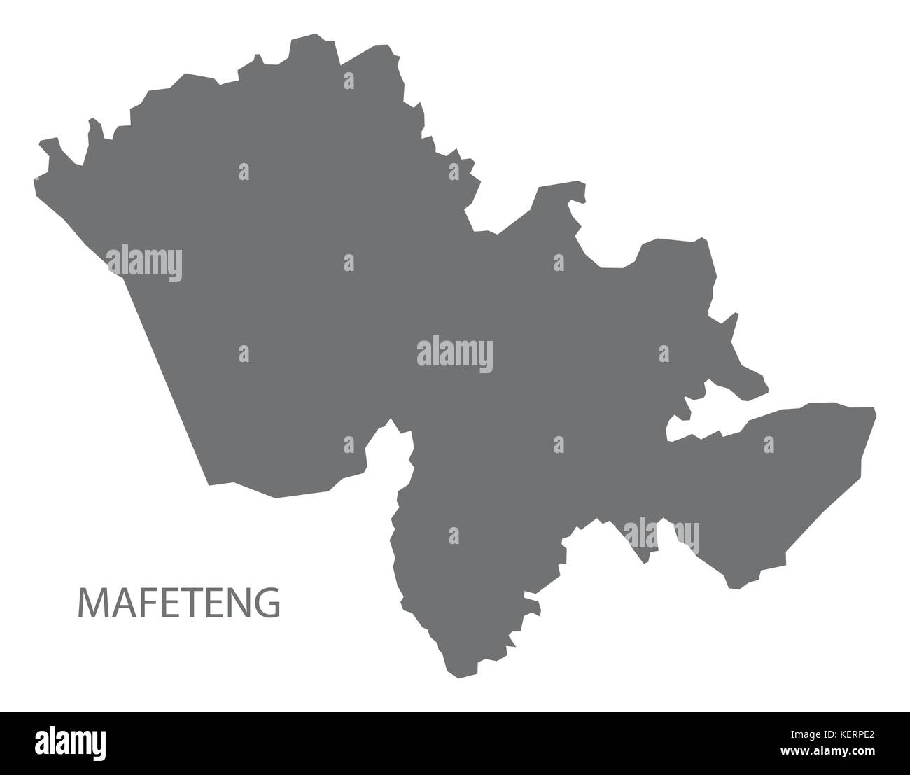 Mafeteng district map of Lesotho grey illustration silhouette shape ...