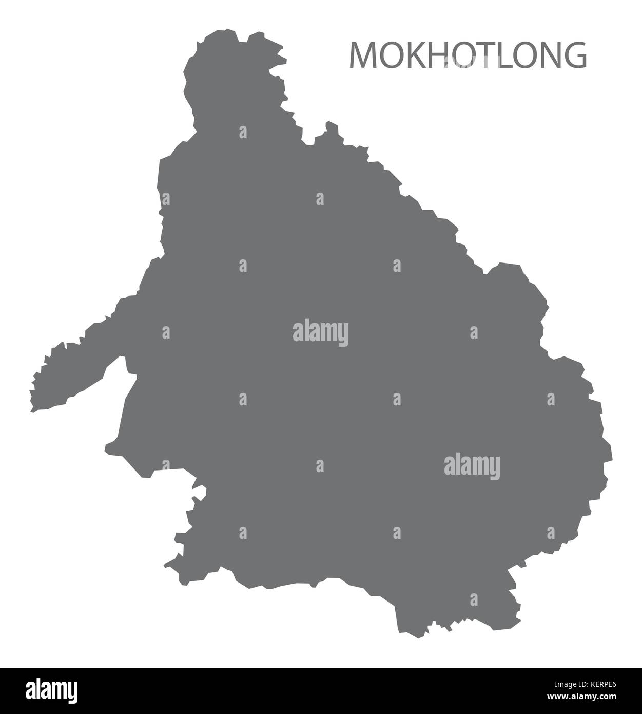 Mokhotlong district map of Lesotho grey illustration silhouette shape ...