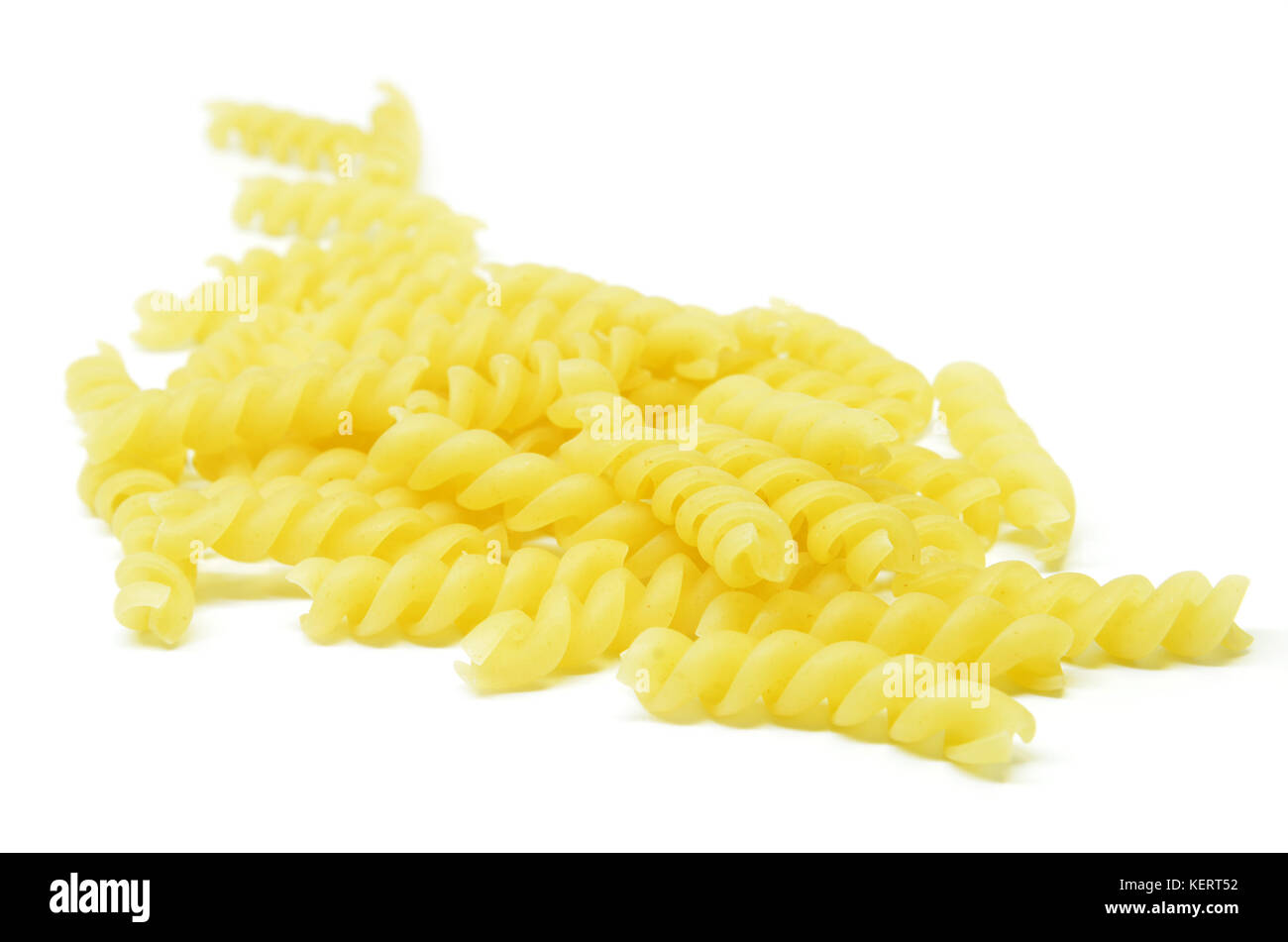 Italian twisted pasta fusilli isolated on white background Stock Photo ...