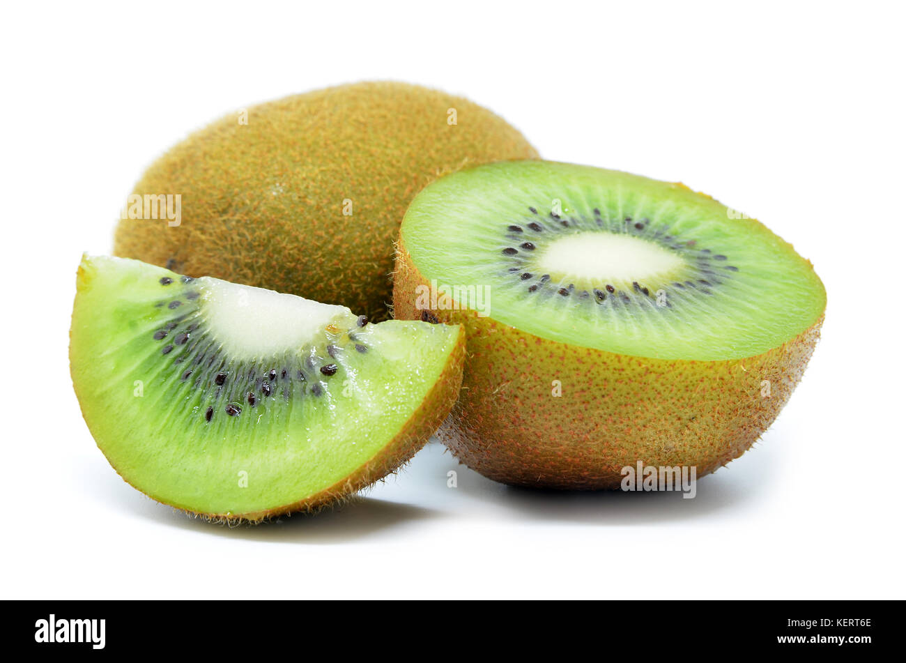 Kiwi fruit, half of qiwi isolated on white background. Cut of green ...