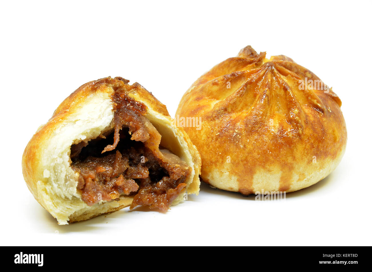 Crispy BBQ roasted chicken buns isolated on white background Stock ...