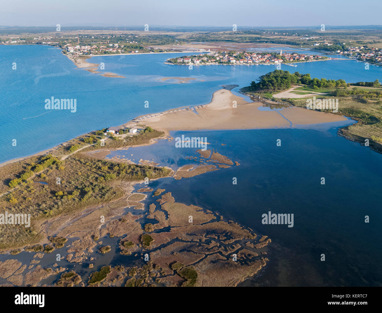 Aerial panorama of salt wetland lagoon in Nin, Croatia Stock Photo - Alamy