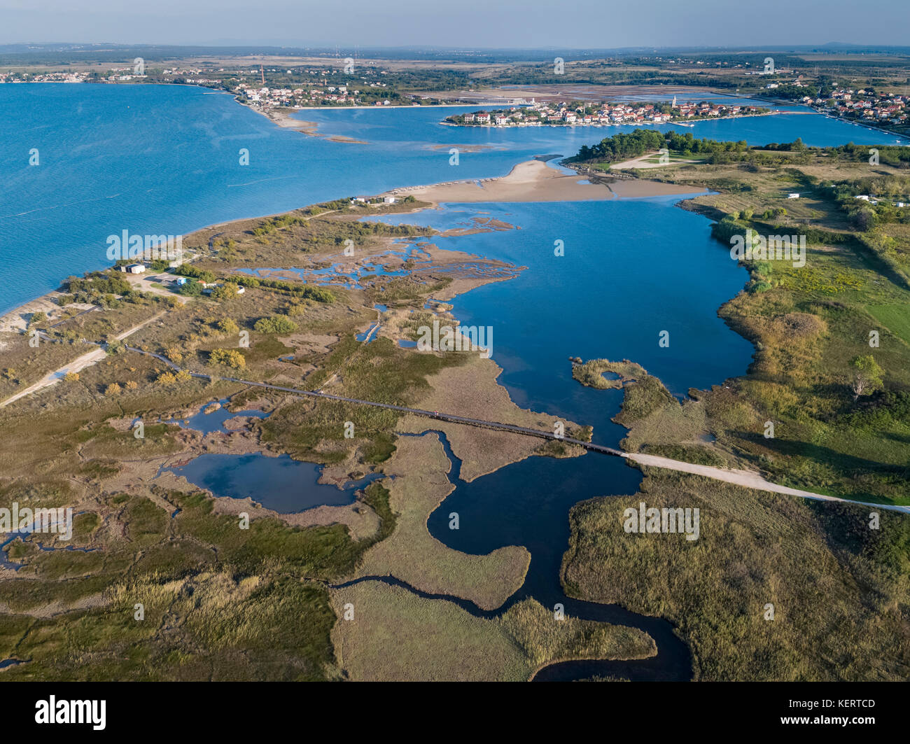 Aerial panorama of salt wetland lagoon in Nin, Croatia Stock Photo - Alamy