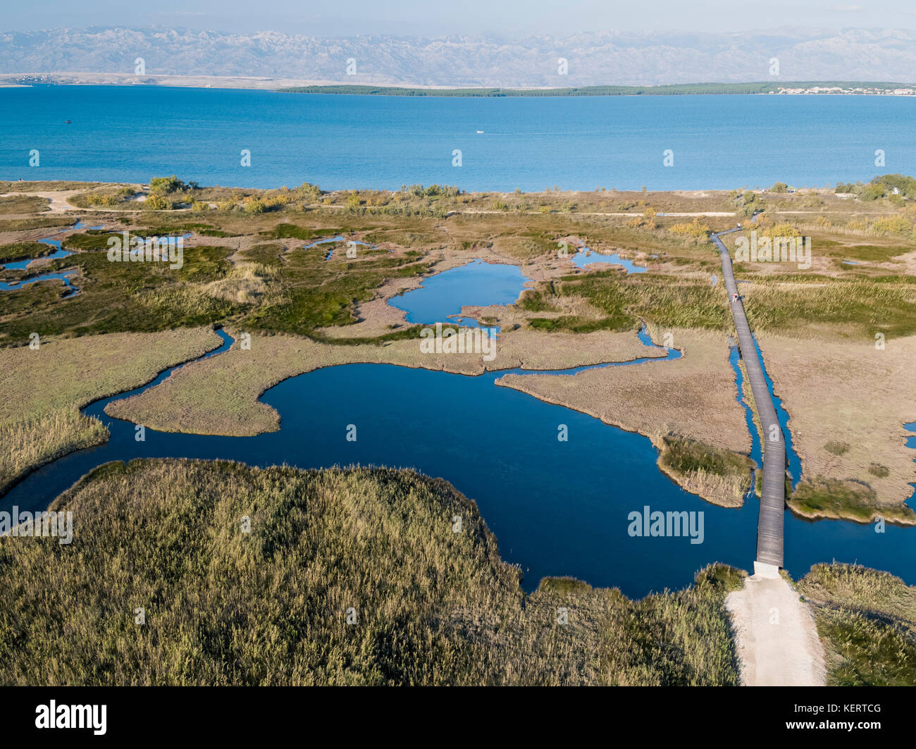 Aerial panorama of salt wetland lagoon in Nin, Croatia Stock Photo - Alamy
