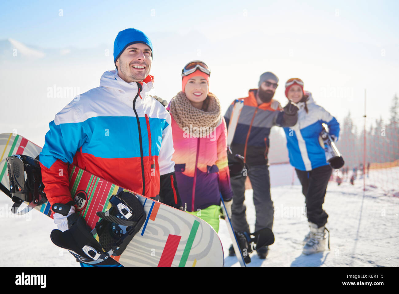 Group people ski snowboard resort hi-res stock photography and images ...
