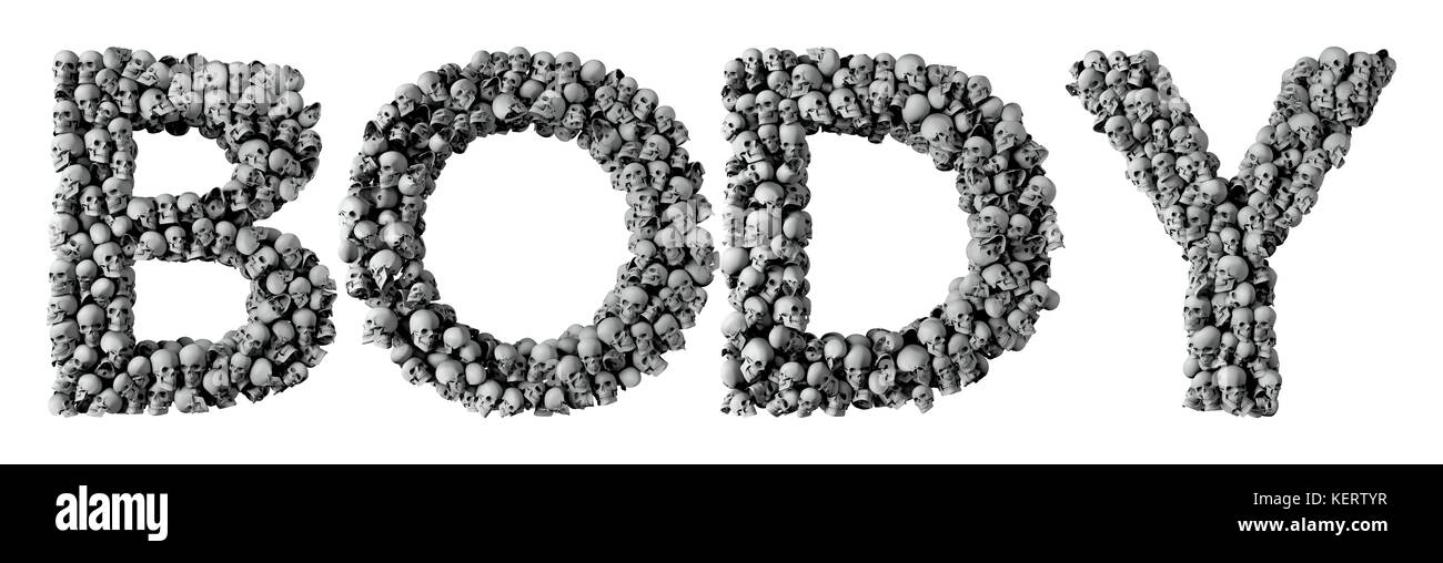 Body word made from a skull font. 3D Rendering Stock Photo - Alamy