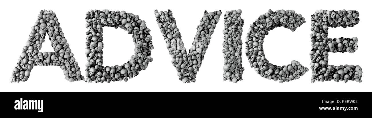 Advice word made from a skull font. 3D Rendering Stock Photo - Alamy