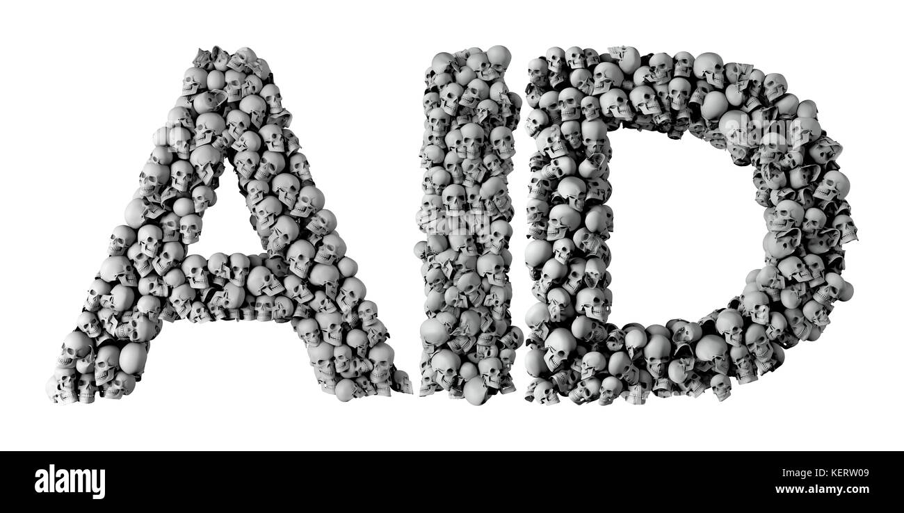 Aid word made from a skull font. 3D Rendering Stock Photo - Alamy