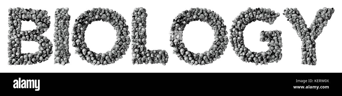 Biology word made from a skull font. 3D Rendering Stock Photo - Alamy