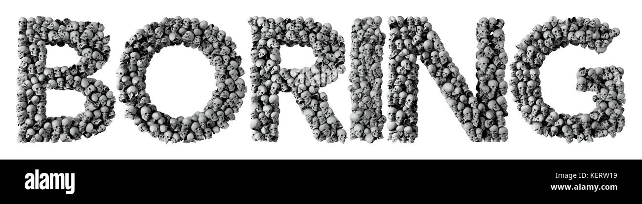 Boring word made from a skull font. 3D Rendering Stock Photo - Alamy