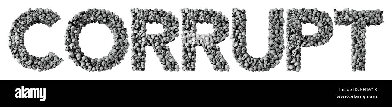 Corrupt word made from a skull font. 3D Rendering Stock Photo - Alamy