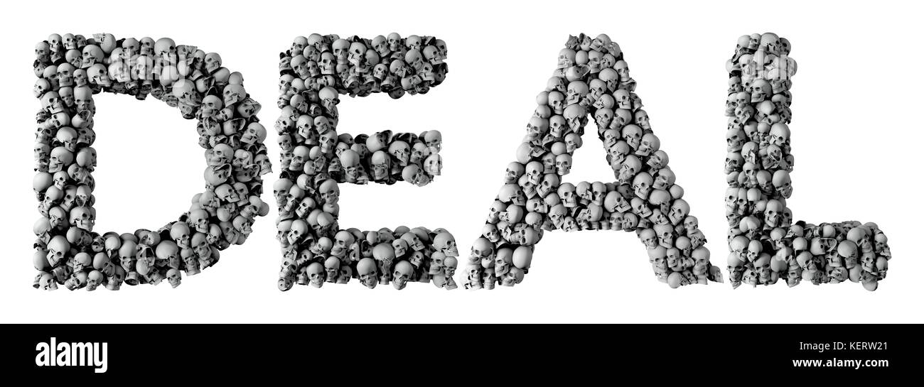 Deal word made from a skull font. 3D Rendering Stock Photo - Alamy