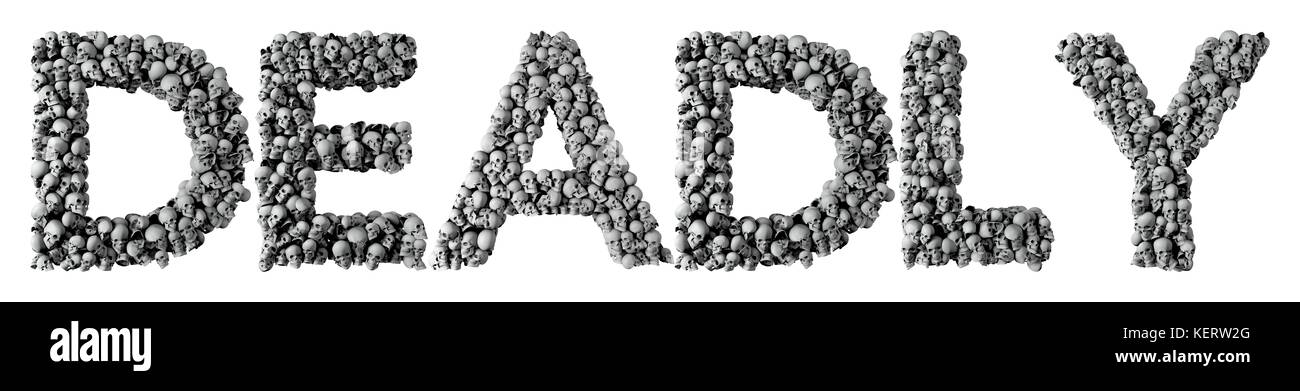 Deadly word made from a skull font. 3D Rendering Stock Photo - Alamy