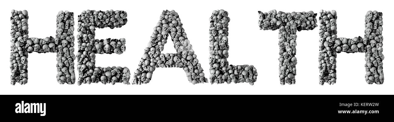 Health word made from a skull font. 3D Rendering Stock Photo - Alamy