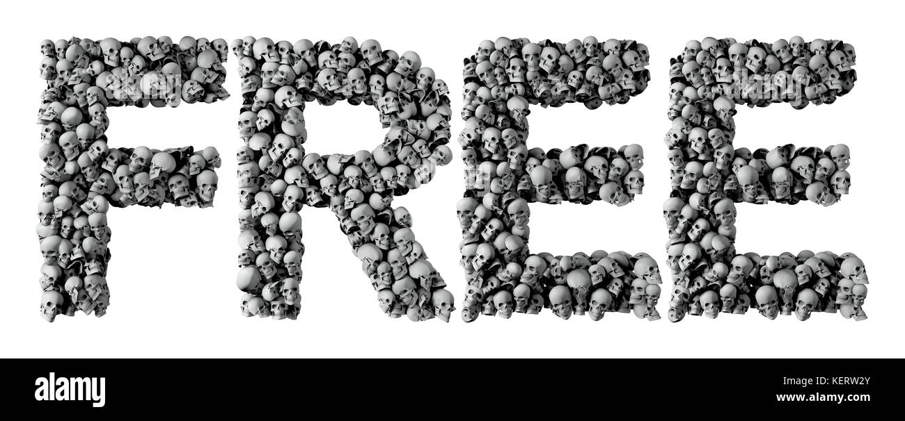 Free word made from a skull font. 3D Rendering Stock Photo - Alamy