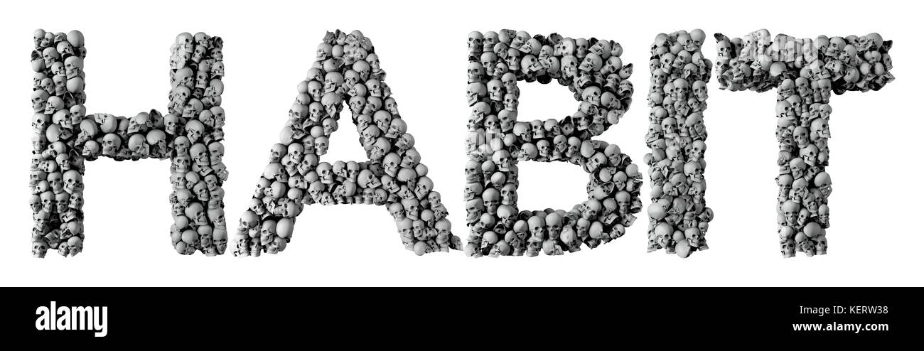 Habit word made from a skull font. 3D Rendering Stock Photo - Alamy