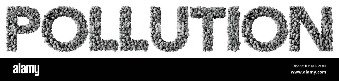 Pollution word made from a skull font. 3D Rendering Stock Photo - Alamy
