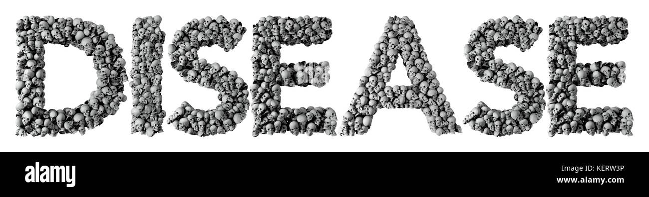 Disease word made from a skull font. 3D Rendering Stock Photo - Alamy