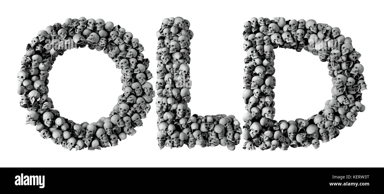 Old word made from a skull font. 3D Rendering Stock Photo - Alamy