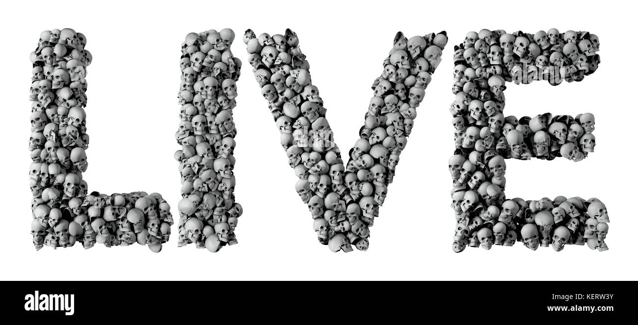 Live word made from a skull font. 3D Rendering Stock Photo - Alamy
