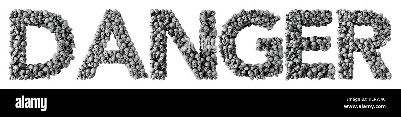 Danger word made from a skull font. 3D Rendering Stock Photo - Alamy