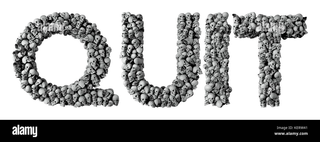 Quit word made from a skull font. 3D Rendering Stock Photo - Alamy