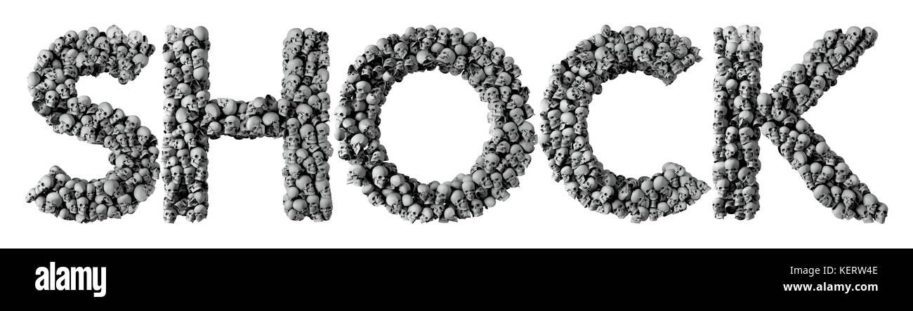 Shock word made from a skull font. 3D Rendering Stock Photo - Alamy