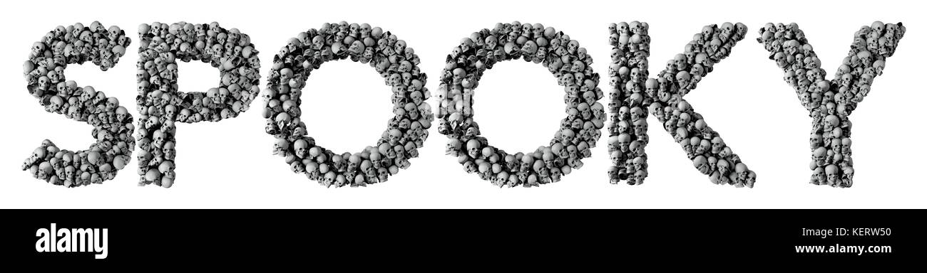 Spooky word made from a skull font. 3D Rendering Stock Photo - Alamy