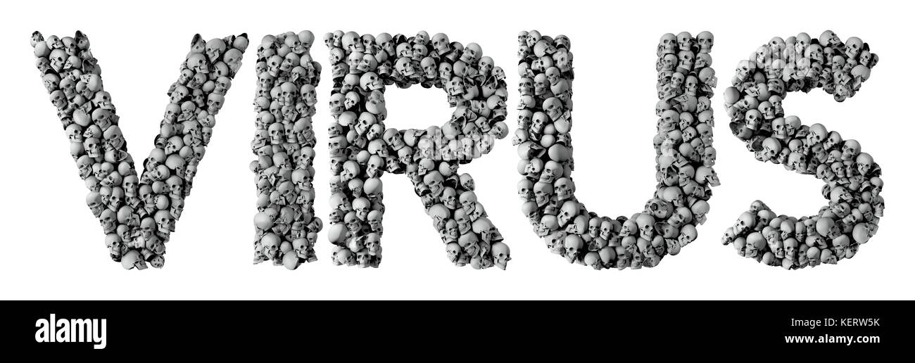 Virus word made from a skull font. 3D Rendering Stock Photo - Alamy