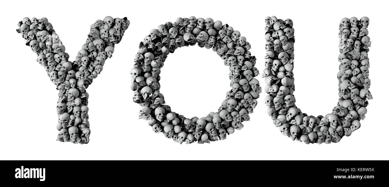 You word made from a skull font. 3D Rendering Stock Photo - Alamy