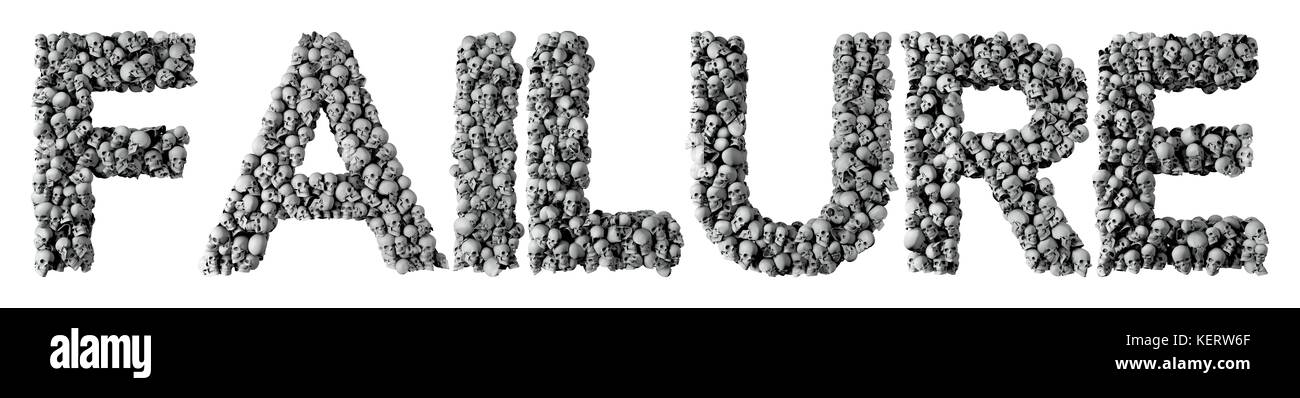 Failure word made from a skull font. 3D Rendering Stock Photo - Alamy