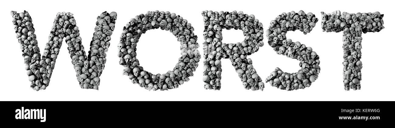 Worst word made from a skull font. 3D Rendering Stock Photo - Alamy