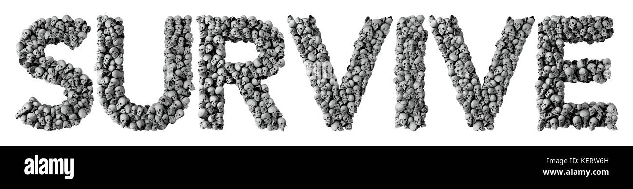 Survive word made from a skull font. 3D Rendering Stock Photo - Alamy