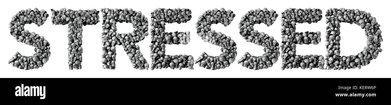 Stressed word made from a skull font. 3D Rendering Stock Photo - Alamy