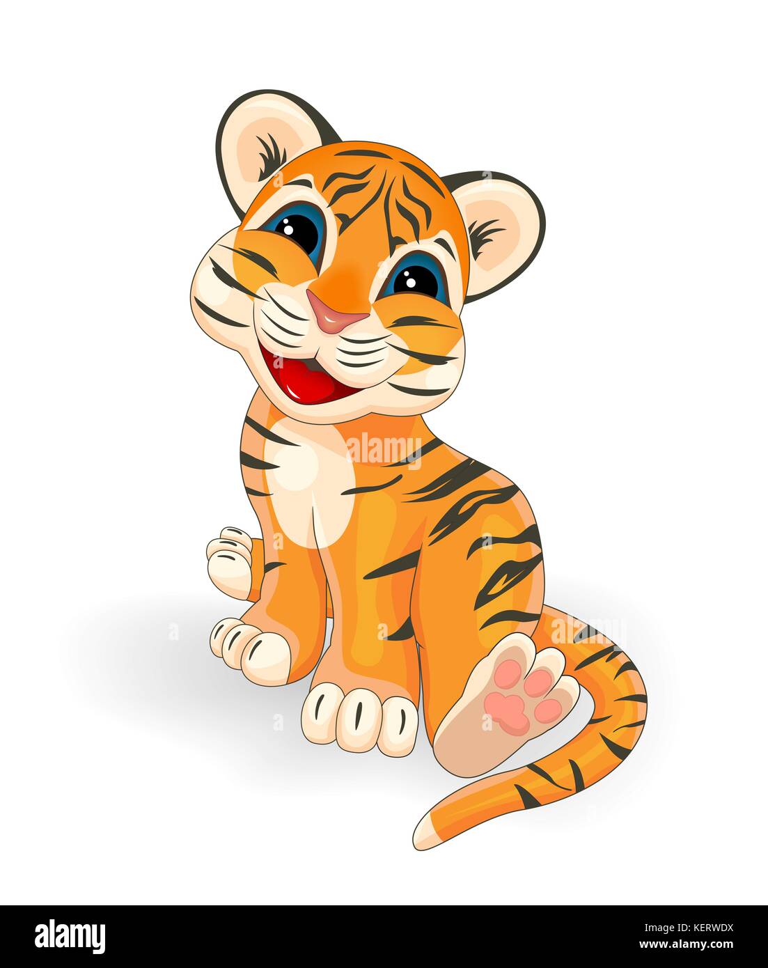 Little tiger cub . Cartoon little tiger cub on a white background Stock ...