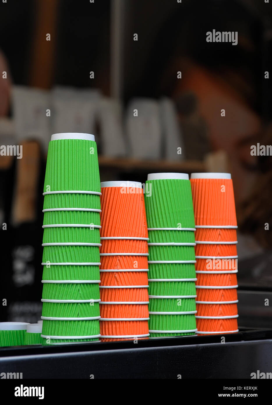 Colored paper cups for coffee Stock Photo - Alamy