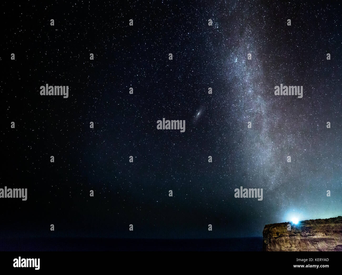 The Milky Way, rising out of the Mediterranean Sea at Mtahleb in Malta ...