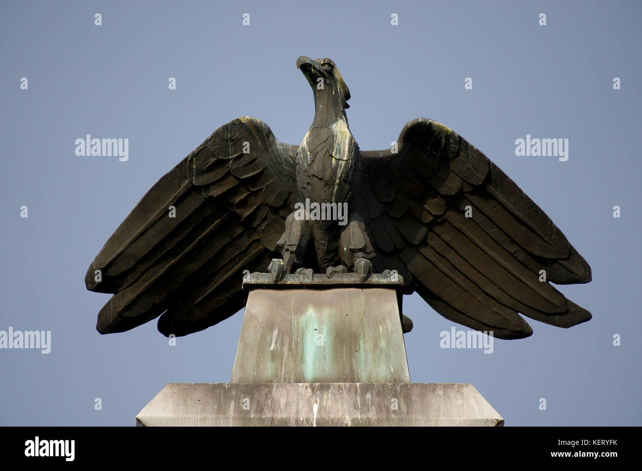 Statue of eagle on the top of Baroque Old Palace in Ostromecko, Poland ...
