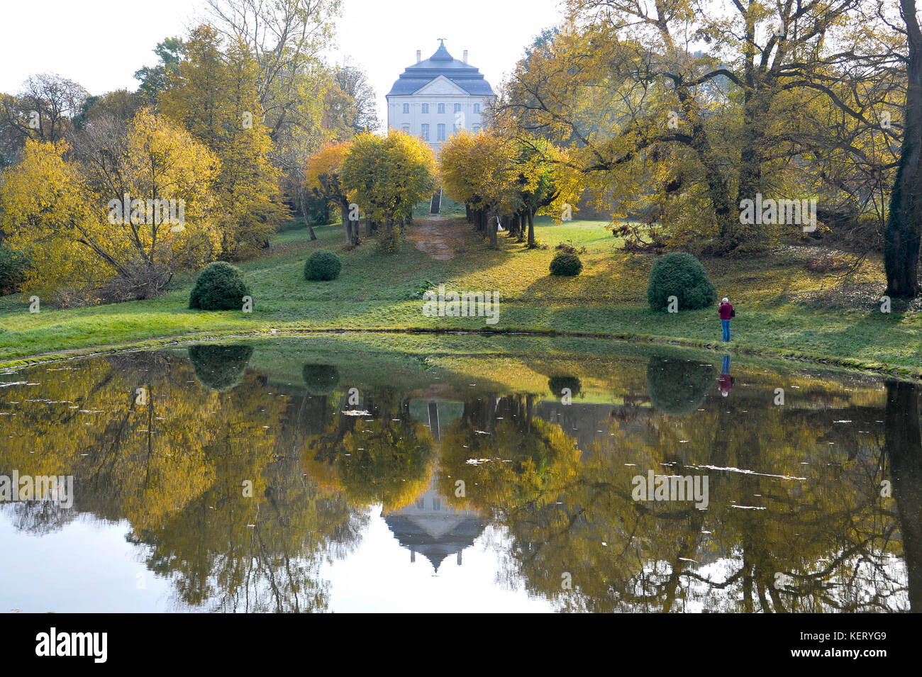 Baroque Old Palace in autumn palace park in Ostromecko, Poland. 15 ...